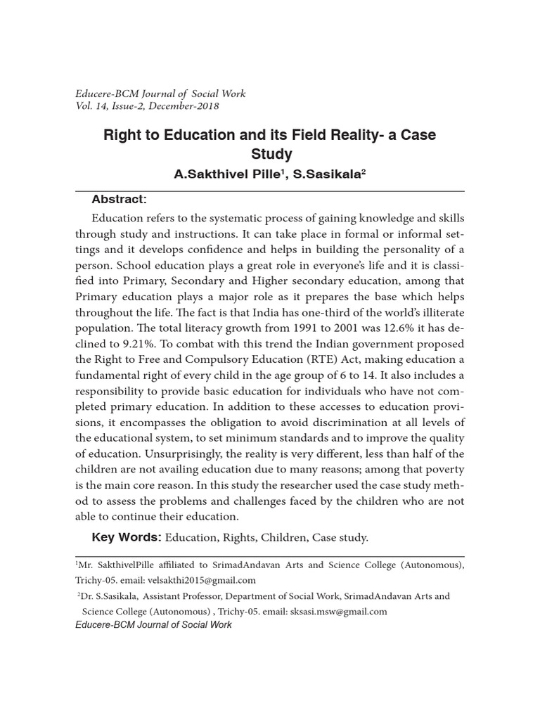 Right to Education: Challenges in India | PDF