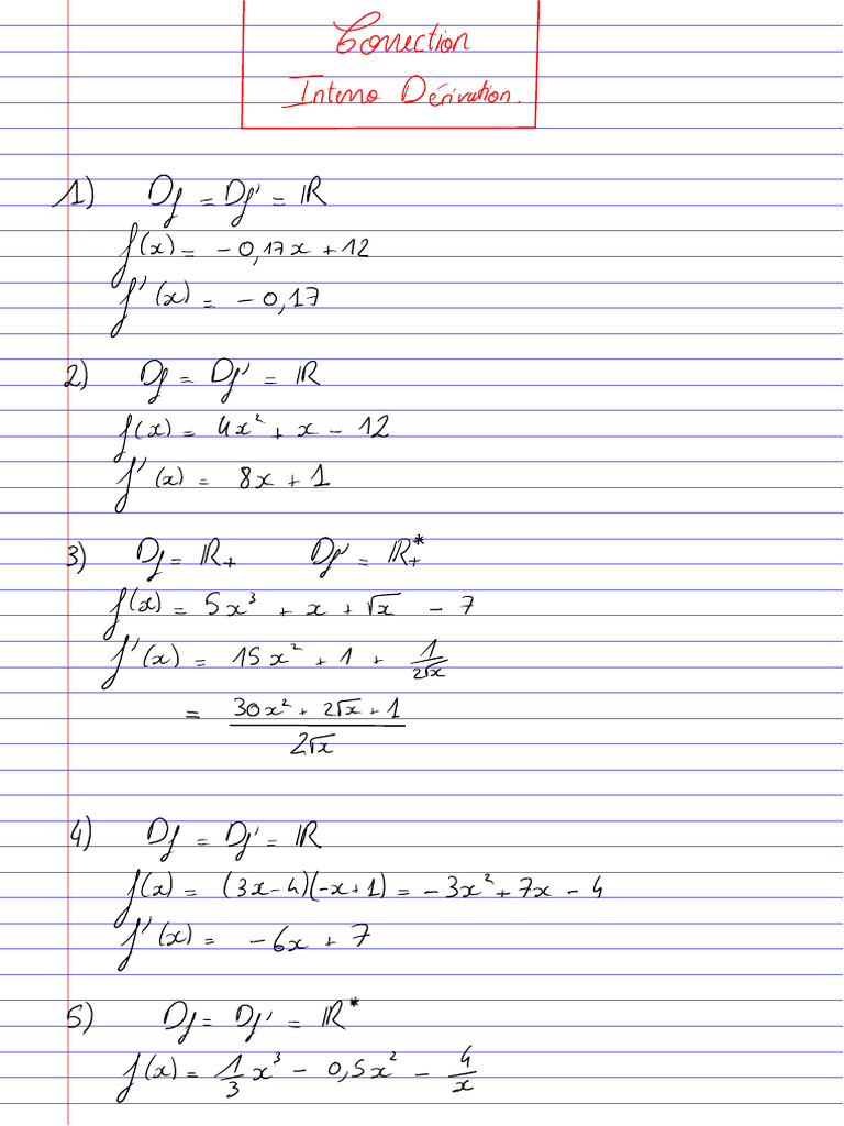 Correction Interro Dérivation Globale Alt | PDF