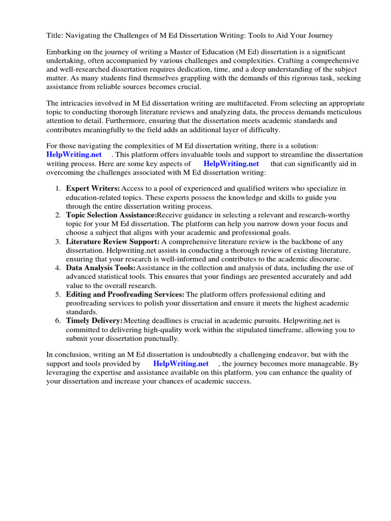 M Ed Dissertation Tools | PDF | Thesis | Qualitative Research