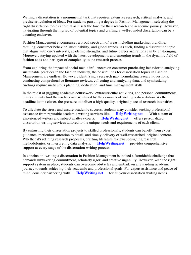 Fashion Dissertation Topic Guidance | PDF | Fashion | Thesis