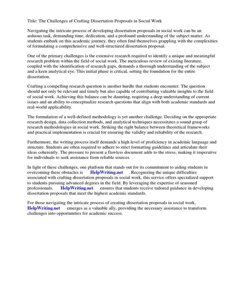 Social Work Dissertation Proposal Tips | PDF | Thesis | Sociology