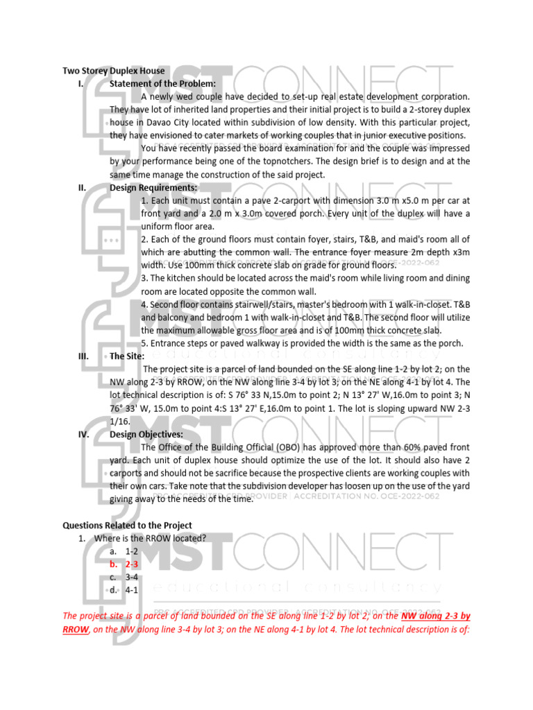 Two Storey Duplex House Answer Key | PDF | Stairs