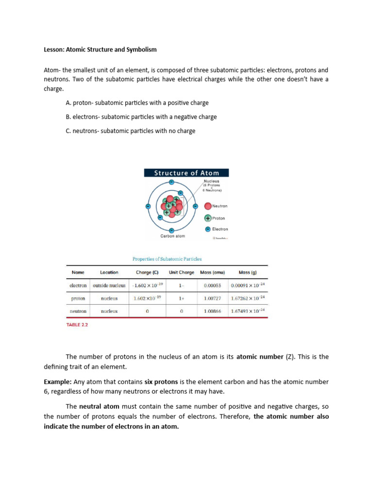 1 Atomic Structure and Symbolism | PDF | Ion | Atoms