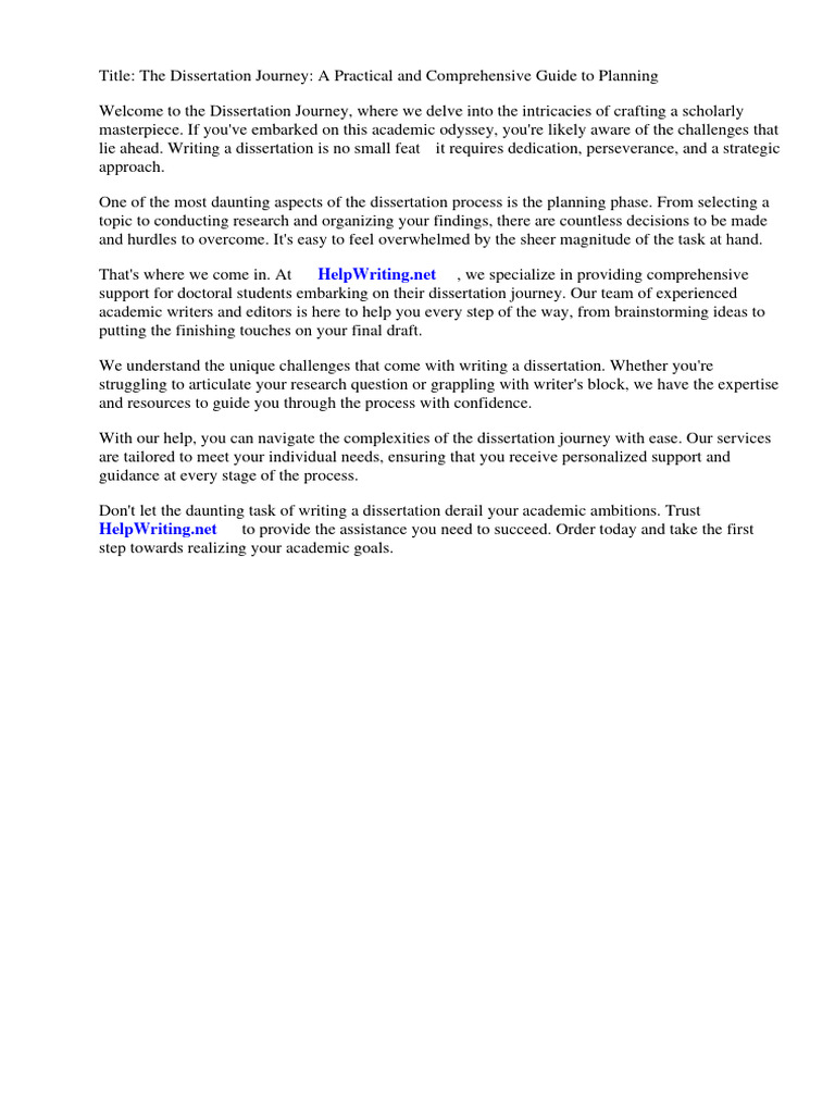 The Dissertation Journey A Practical and Comprehensive Guide To Planning PDF | PDF | Thesis ...