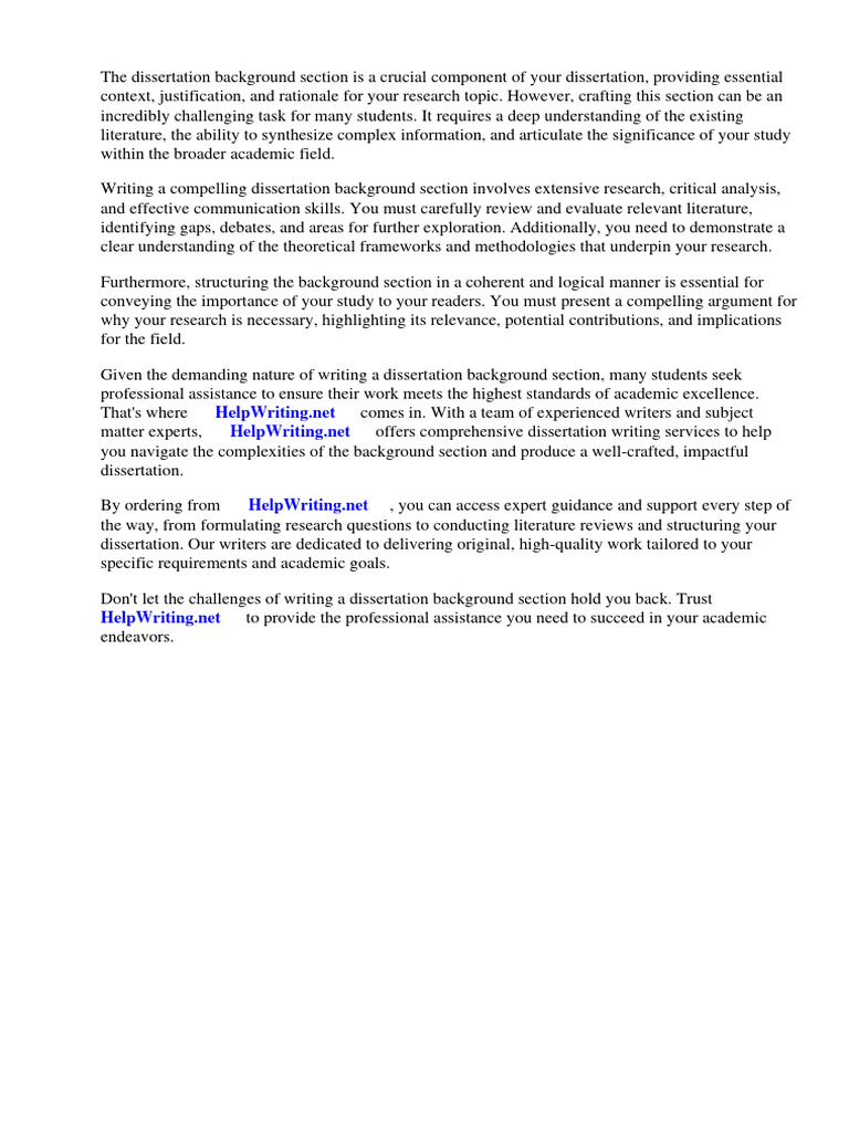 Dissertation Background Section | PDF | Thesis | Methodology