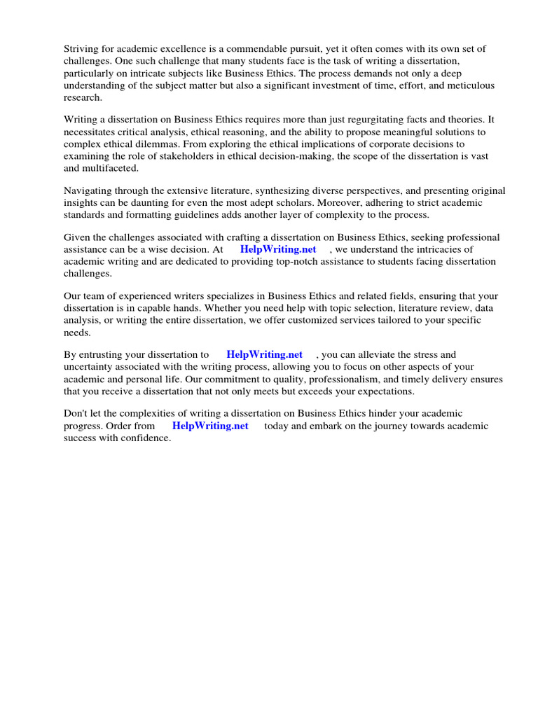Dissertation Business Ethics | PDF | Business Ethics | Thesis