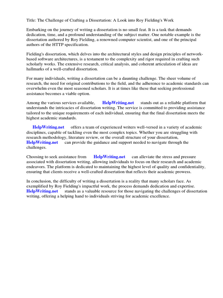 Roy Fielding Dissertation Insights | PDF | Thesis | Doctor Of Philosophy