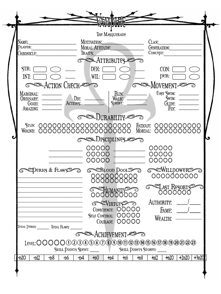 Vampire The Masquerade Alternity Character Sheet | PDF | Career ...