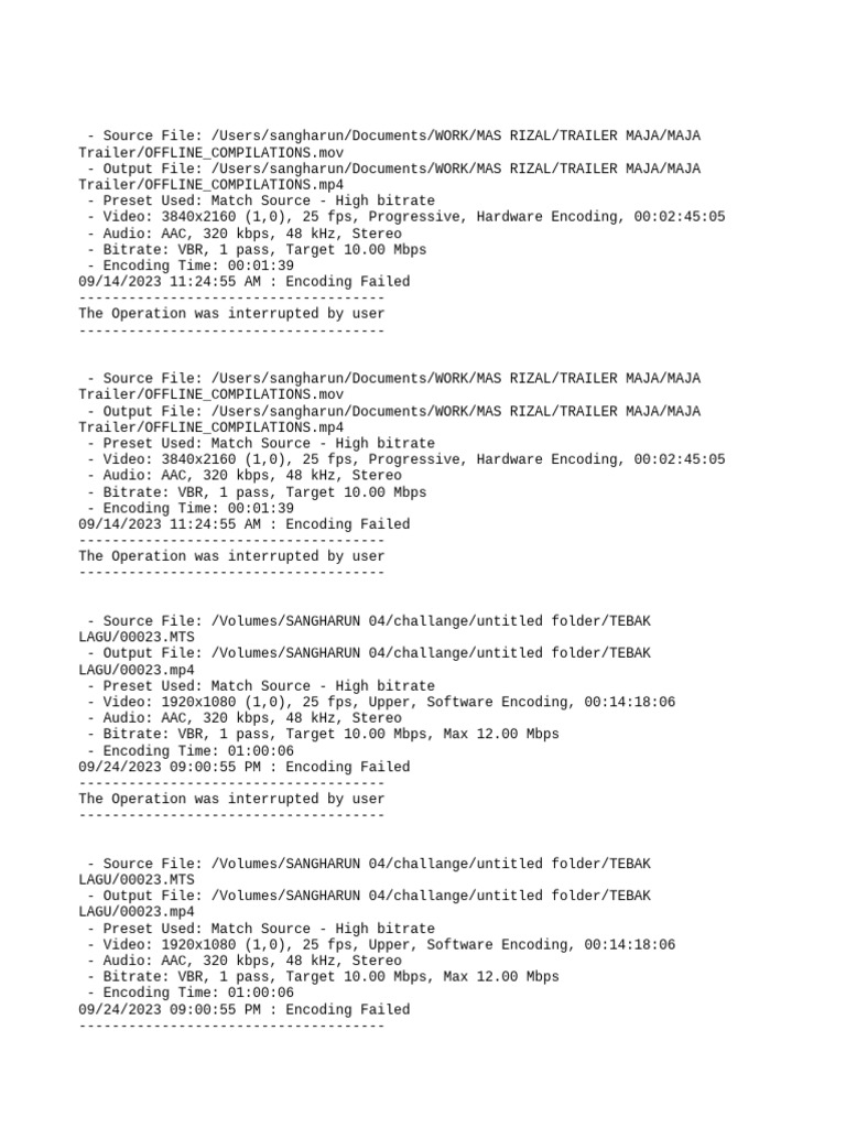 AMEEncodingErrorLog | PDF | Video | Computer Data