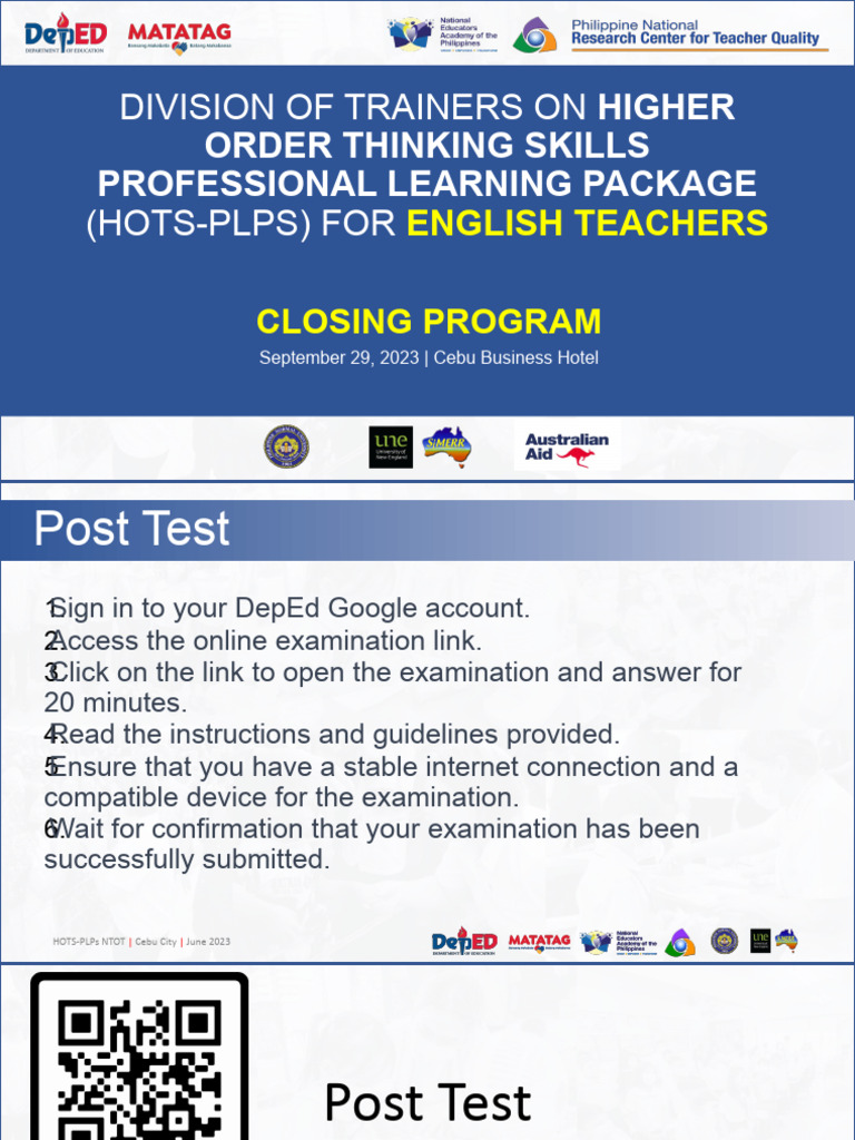 HOTS-PLPs Closing Program Overview | PDF | Mentorship | Teaching