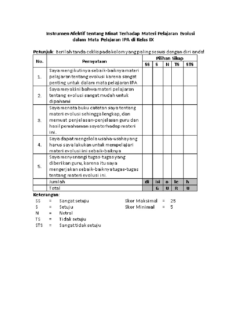 Contoh Instrumen | PDF