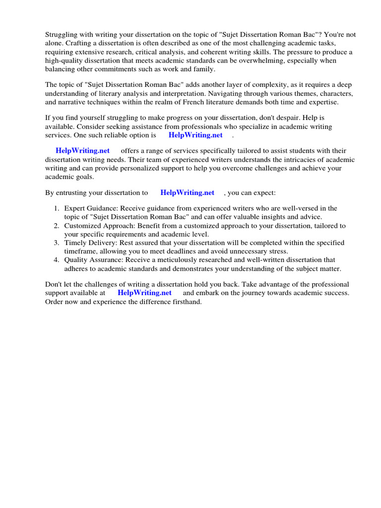 Sujet Dissertation Roman Bac | PDF | Scribd