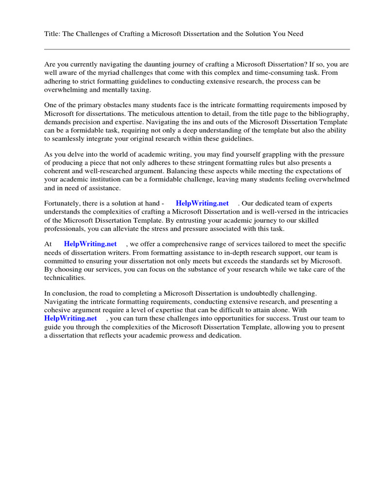 Microsoft Dissertation Template | PDF | Thesis