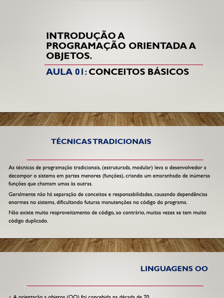 Aula 01 - POO - Introdução | PDF | Classe (programação de computadores ...