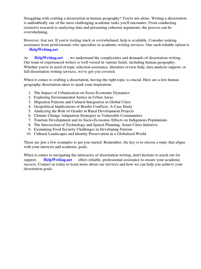 Good Human Geography Dissertation Ideas | PDF | Geography | Geographic ...