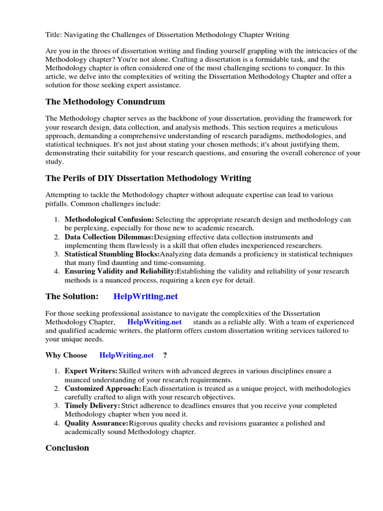 Dissertation Methodology Chapter | PDF | Methodology | Thesis