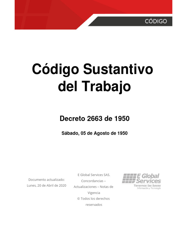 Código Sustantivo Del Trabajo | PDF | Derecho laboral | Salario