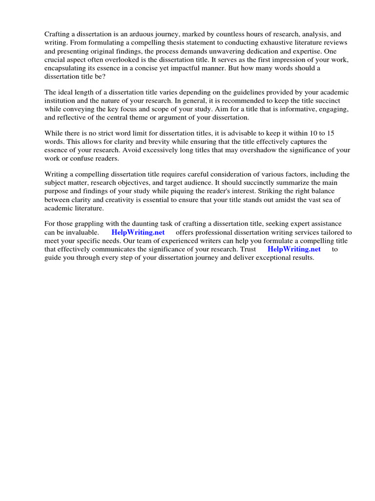 How Many Words Should A Dissertation Title Be | PDF | Thesis | Apa Style