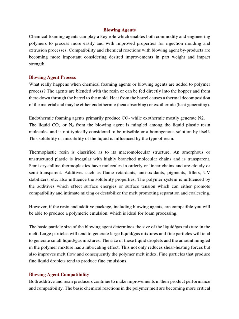 Blowing Agents | PDF | Foam | Polymers