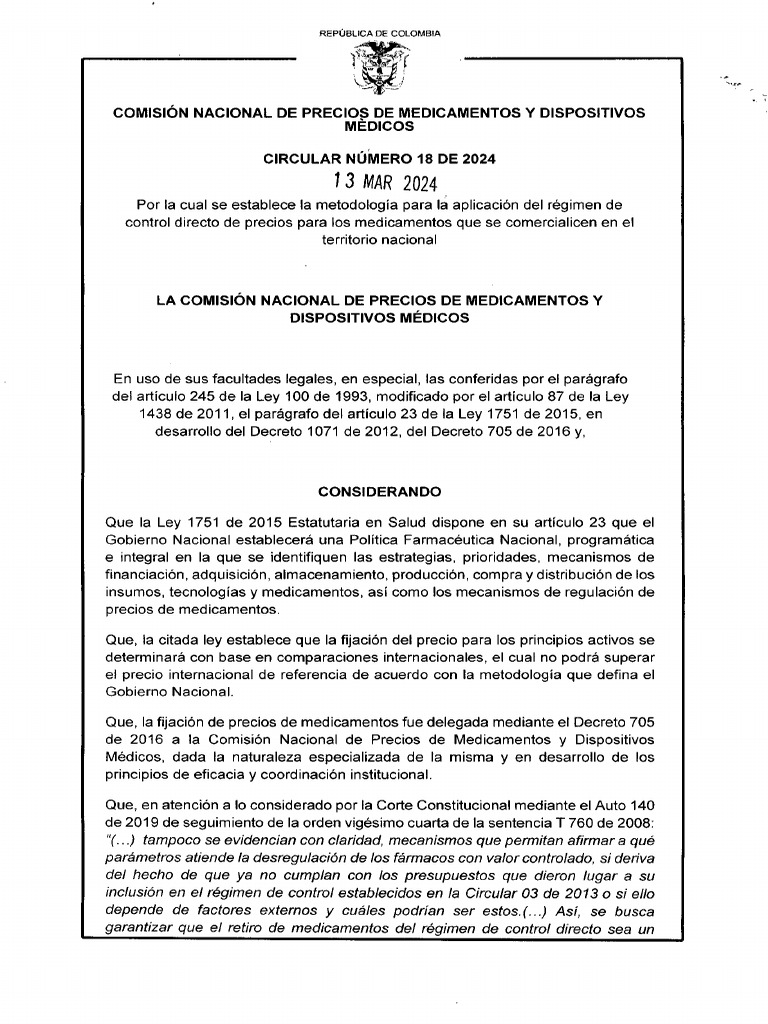 Circular 018 de 2024 1710552194758 | PDF | Medicamentos con receta | Oferta (economía)