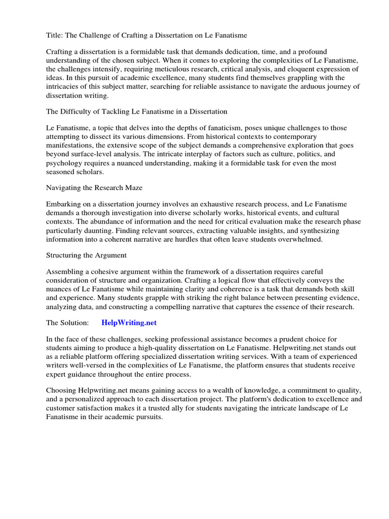 Le Fanatisme Dissertation | PDF | Websites | Publishing