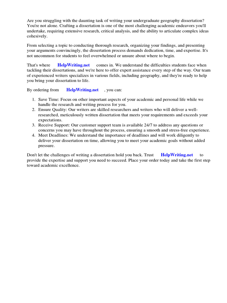 Undergraduate Geography Dissertation Examples | PDF | Thesis | Essays Undergraduate Geography Dissertation Examples | PDF | Thesis | Essays