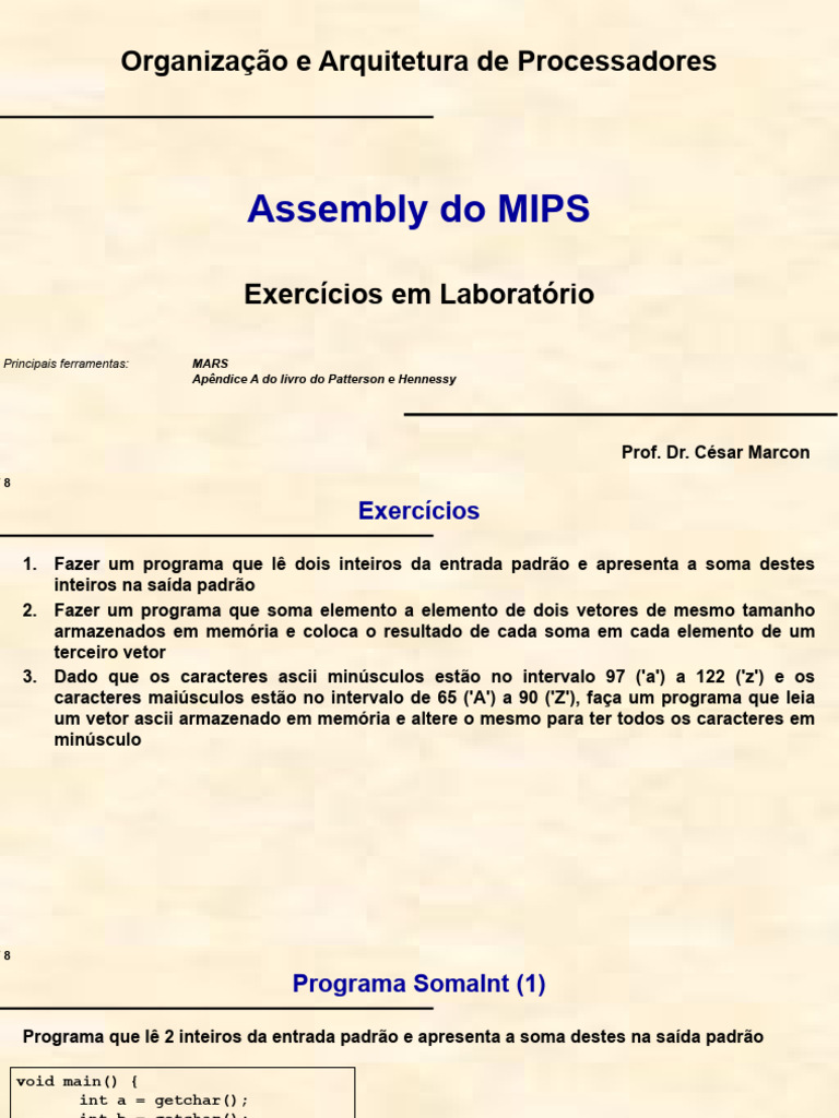 Exercícios de Assembly MIPS | PDF | Linguagem Assembly | Ciência da ...