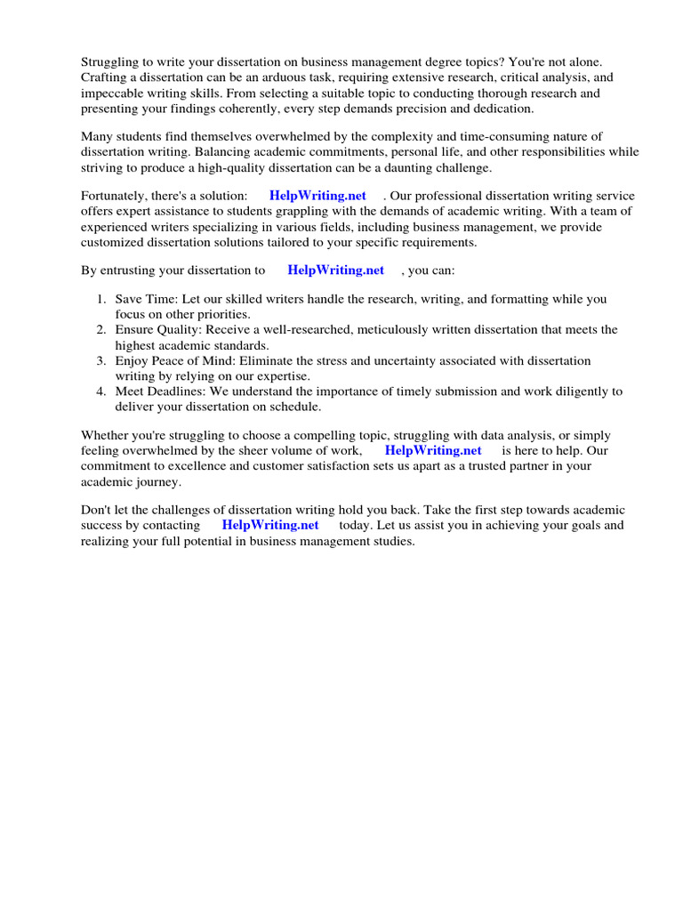Business Management Degree Dissertation Topics | PDF | Thesis | Leadership