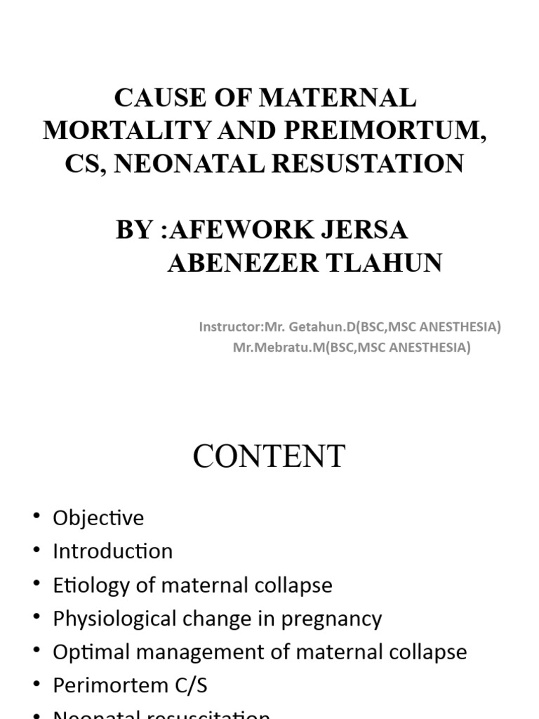 Semina On Maternal Collapse and Neonatal Resuscitation | PDF ...