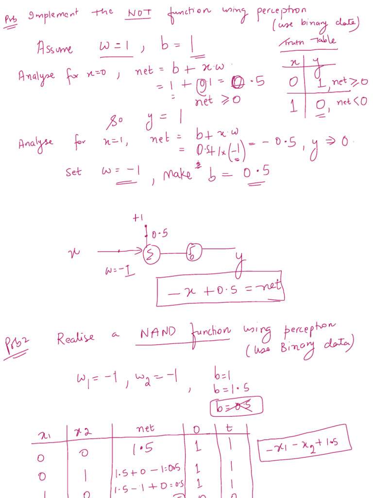 Perceptron Not, Nand, Nor, Xor | PDF