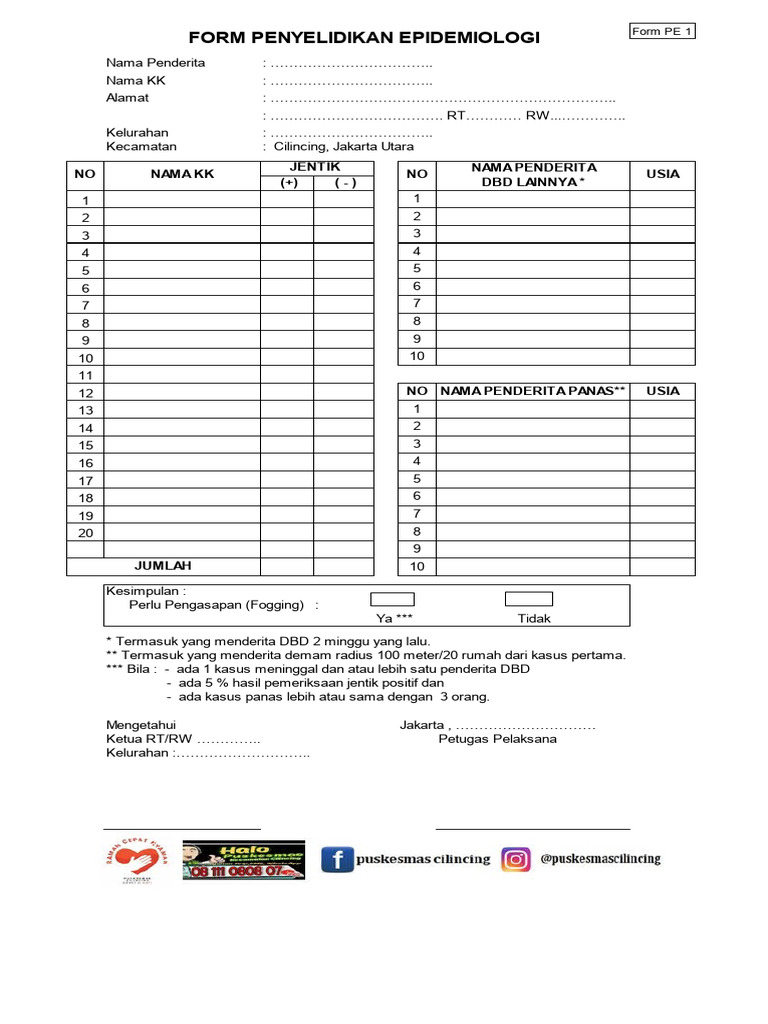 Formulir Penyelidikan Epidemiologi DBD | PDF