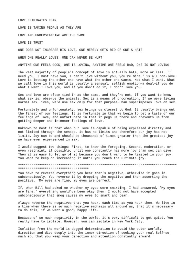 The POWER OF LOVE Lester Levenson | PDF | Love | Thought