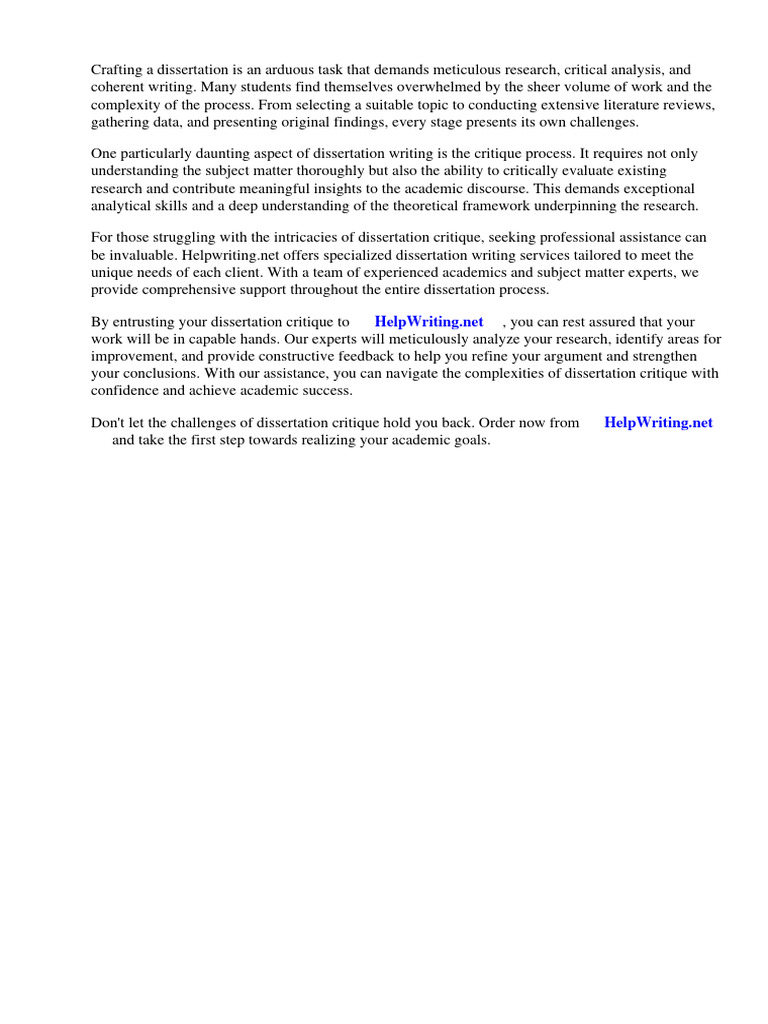 Dissertation Critique Services | PDF | Critical Thinking | Cognition