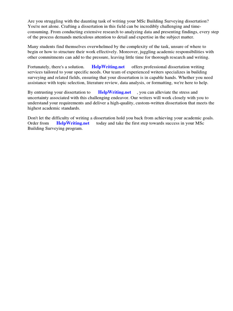 MSC Building Surveying Dissertation Topics | PDF | Information | Thesis