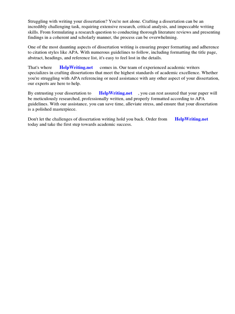 Apa Reference Dissertation | PDF | Citation | Thesis