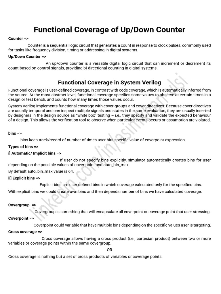 Functional Coverage of UpDown Counter | PDF | Digital Electronics ... Functional Coverage of UpDown Counter | PDF | Digital Electronics ...