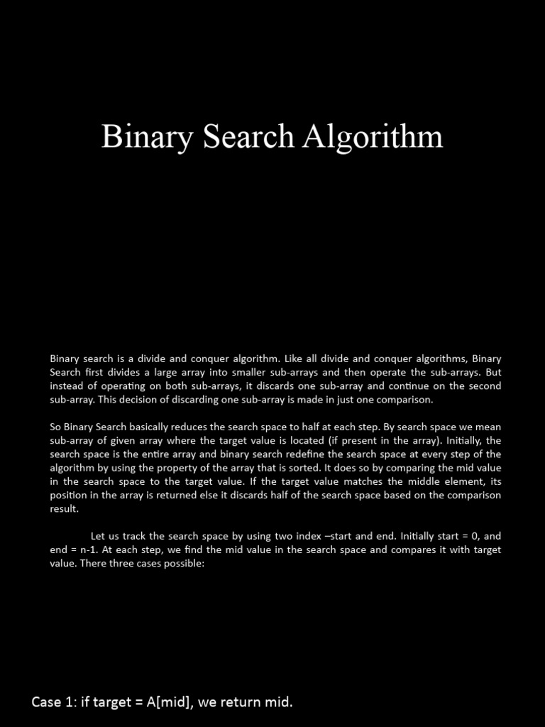 Binary Search Algorithm Pdf Computer Data Information Retrieval