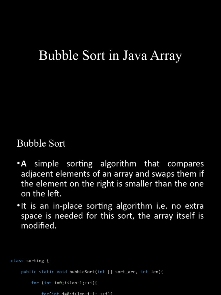 Bubble Sort in Java Array | PDF | Software Development | Computer Science