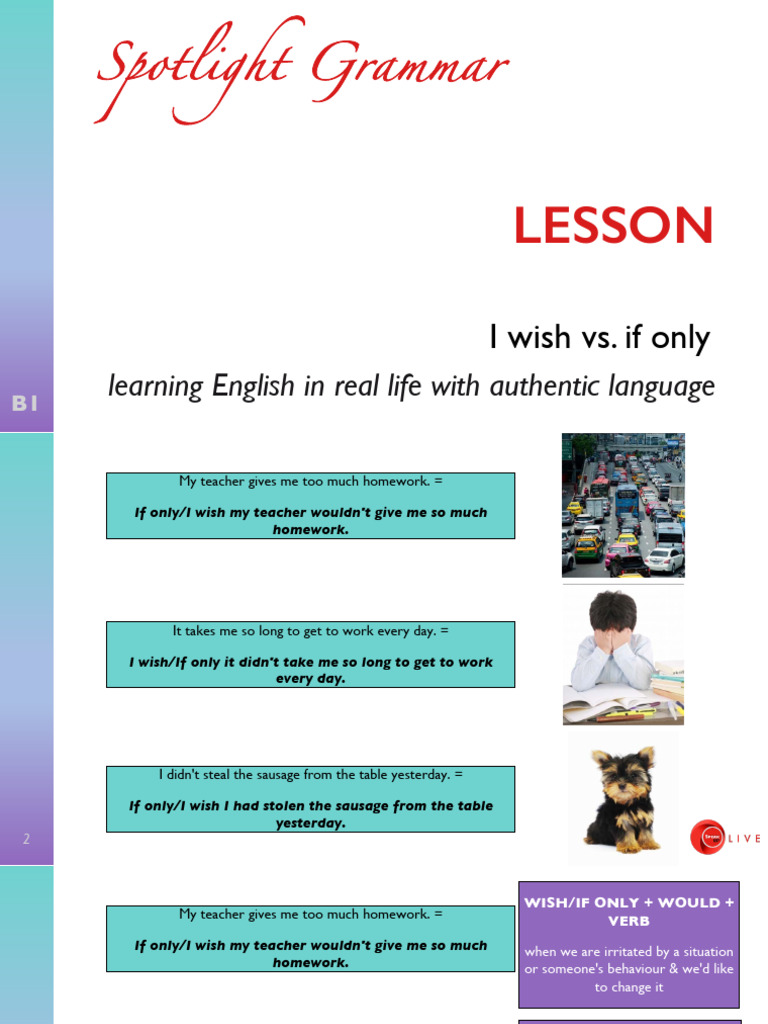 Grammar I WISH VS. IF ONLY B1 | PDF | Linguistics | Grammar