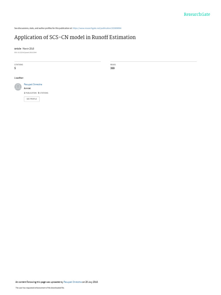 Application of SCS-CN Model in Runoff Estimation | PDF | Surface Runoff | Hydrology
