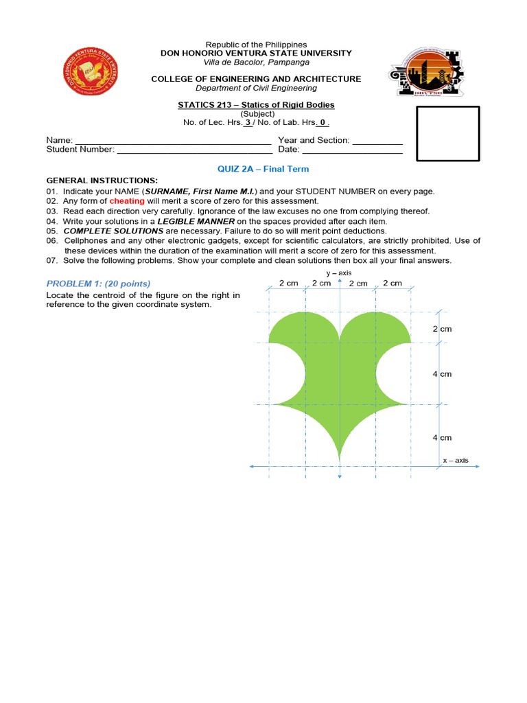 Statics of Rigid Bodies Quiz 2 Final Term | PDF | Elementary Geometry ...