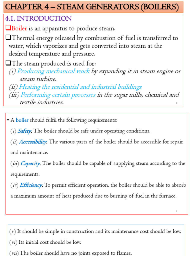 Chapter 4 - STEAM GENERATORS (BOILERS) | PDF | Boiler | Steam