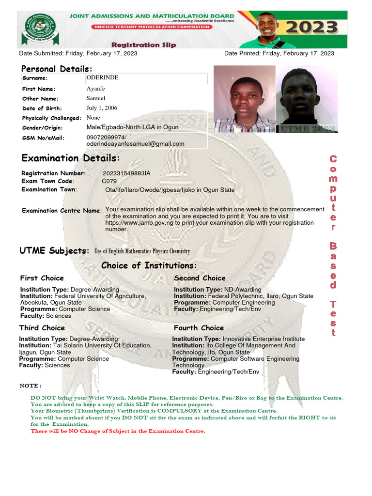 202331549883IA Oderinde | PDF | Computing