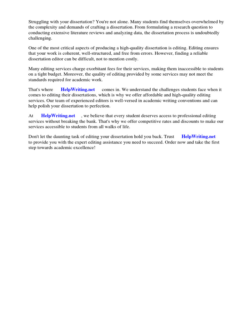 Dissertation Editor Cost | Download Free PDF | Editing | Thesis