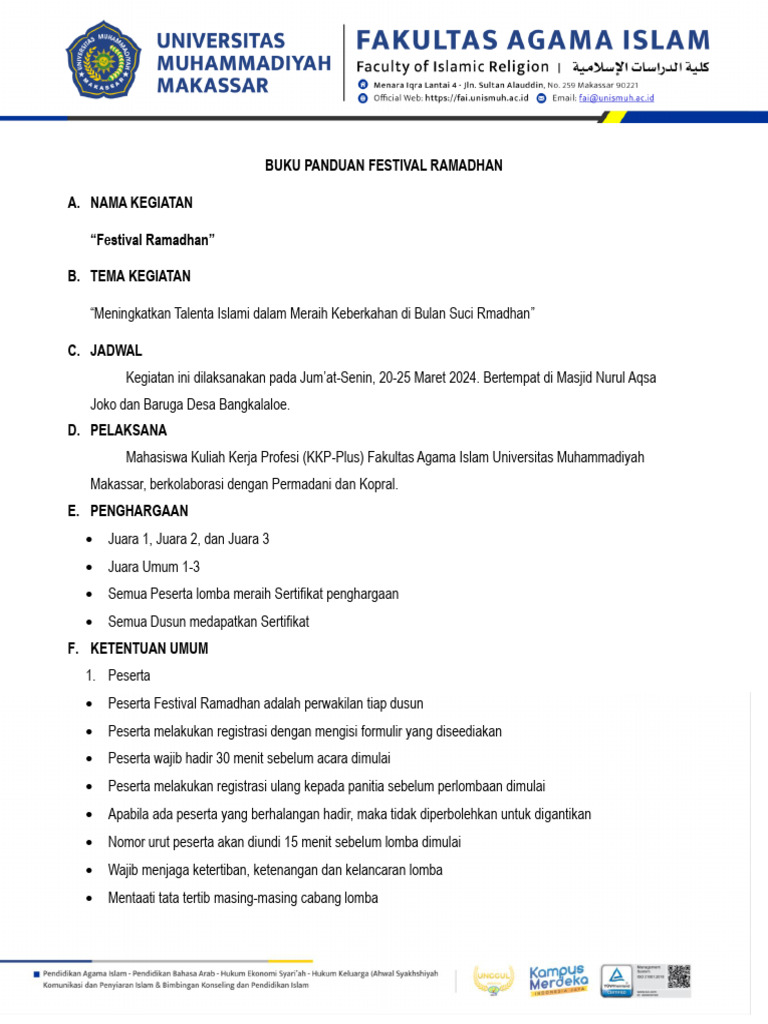 Festival Ramadhan: Lomba Talenta Islami | PDF | Perjalanan