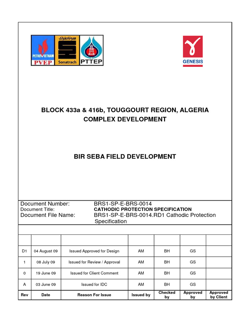 BRS1-SP-E-BRS-0014.RD1 Cathodic Protection Specification | PDF ...