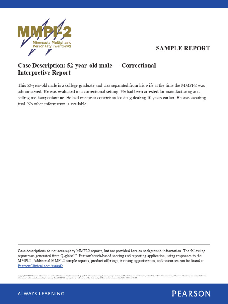 Mmpi 2 Adult Clinical Correctional Interpretive Report | PDF | Anger ...