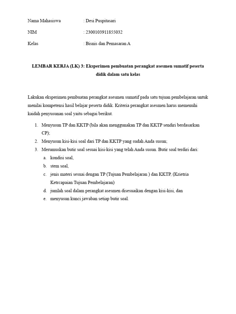 TOPIK 3 - Eksplorasi Konsep LK3 - Desi Puspitasari | PDF | Komputer | Teknologi & Rekayasa