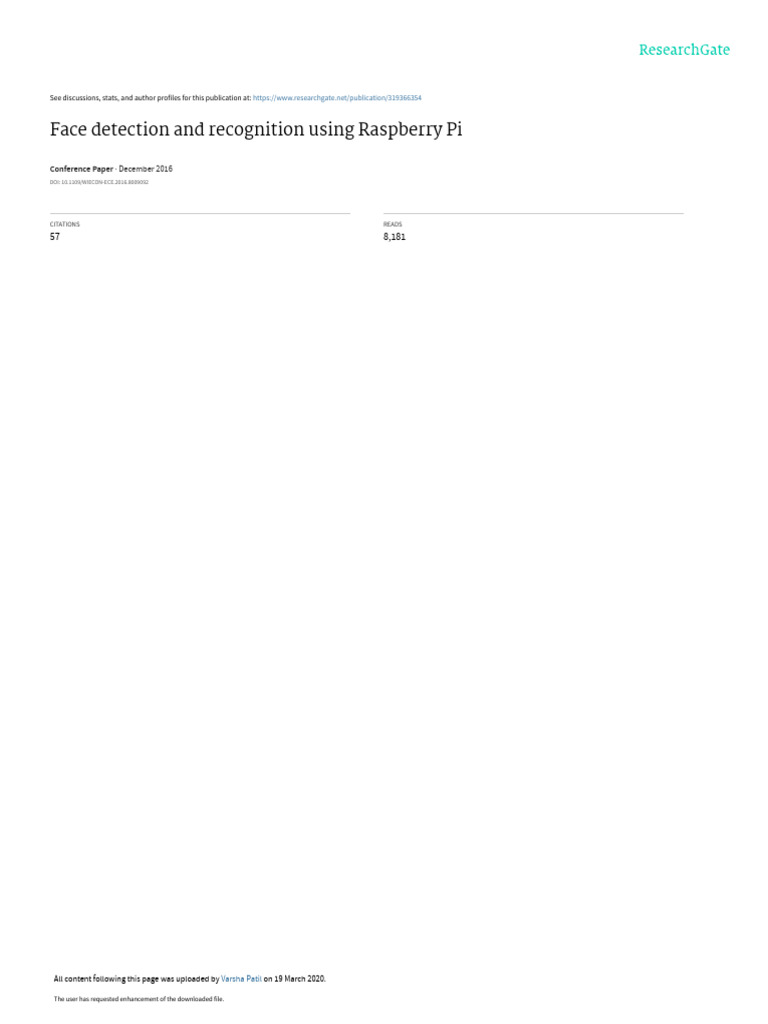 Face Detection and Recognition Using Raspberry Pi: December 2016 | Download Free PDF | Raspberry ...