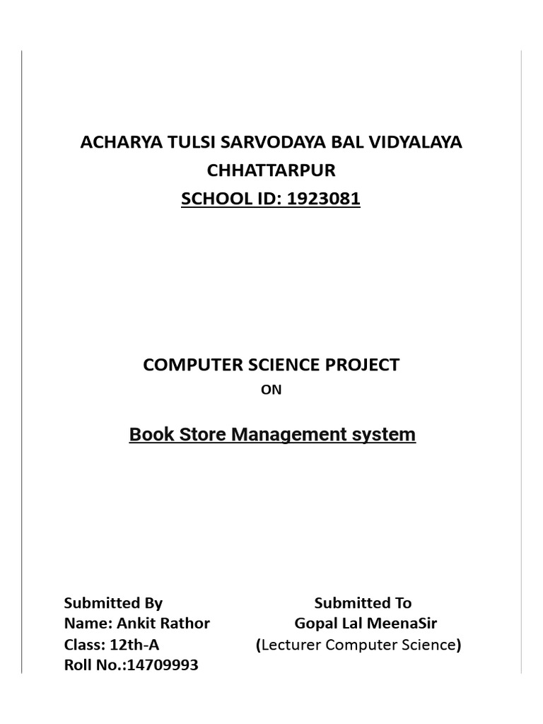 Book Store Management System Project | PDF | Databases | Information Technology Management
